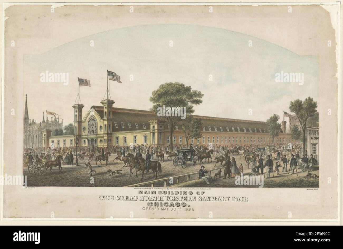 Main building of the great north western sanitary fair Chicago. Opened ...