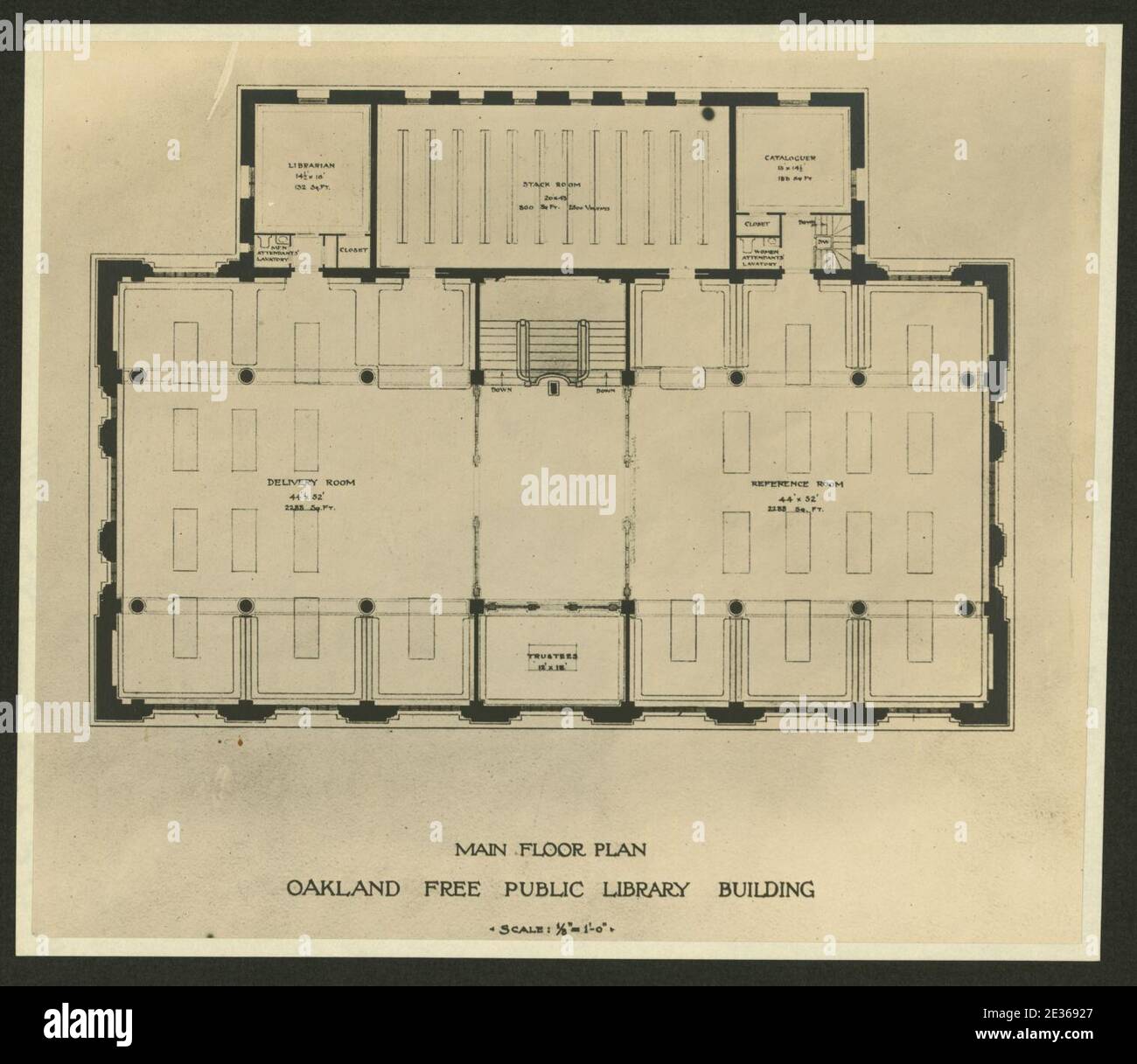 Main floor plan , Oakland Free Public Library building Stock Photo - Alamy