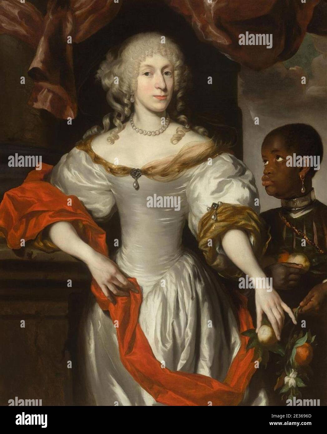 Nicolaes Maes - Portrait of a lady with a Moor Stock Photo - Alamy