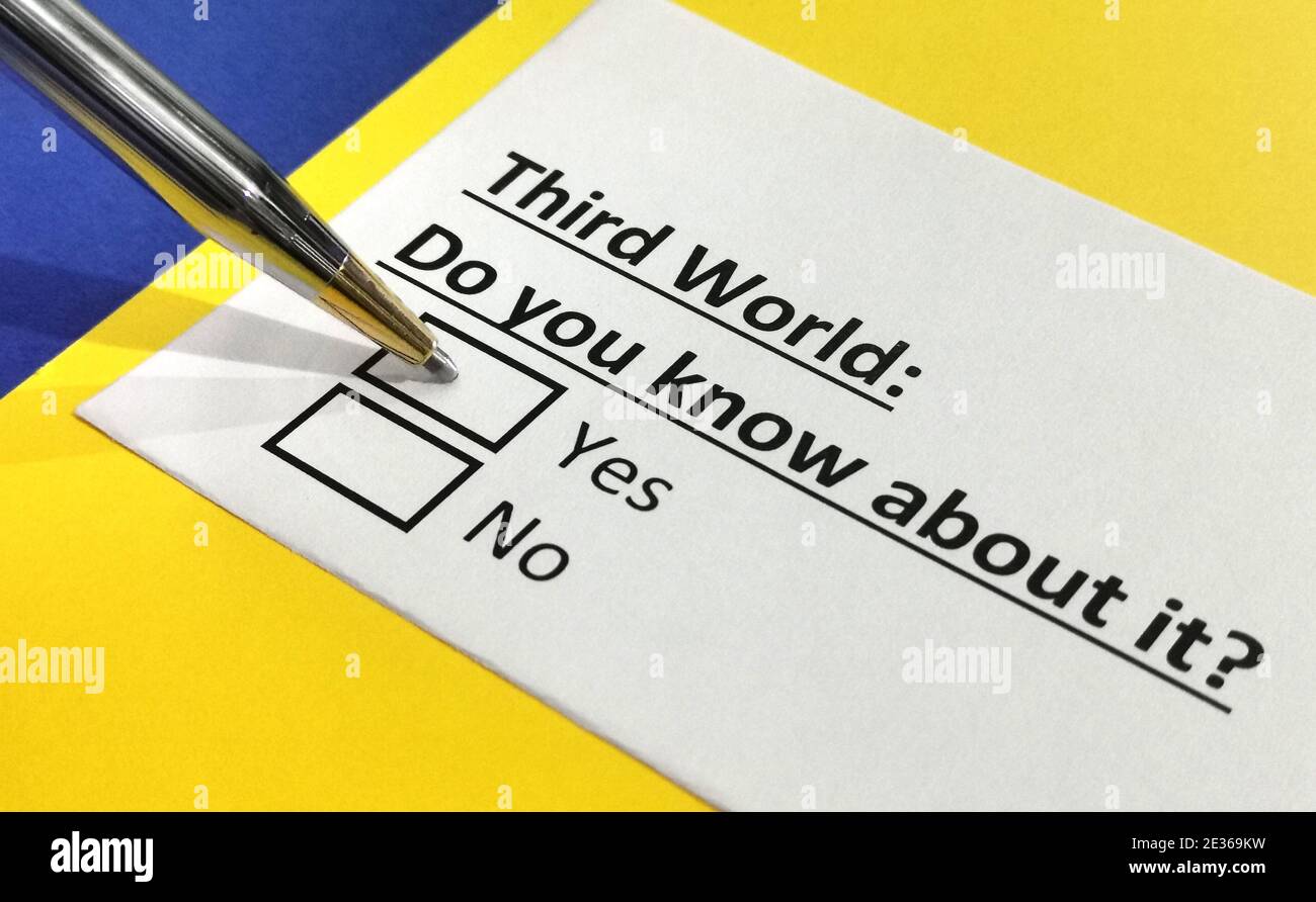 One person is answering question about third world Stock Photo - Alamy