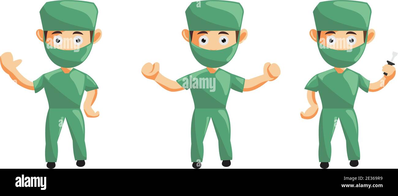 Nurse Man hospital character clothes healthcare mascot Set Stock Vector ...