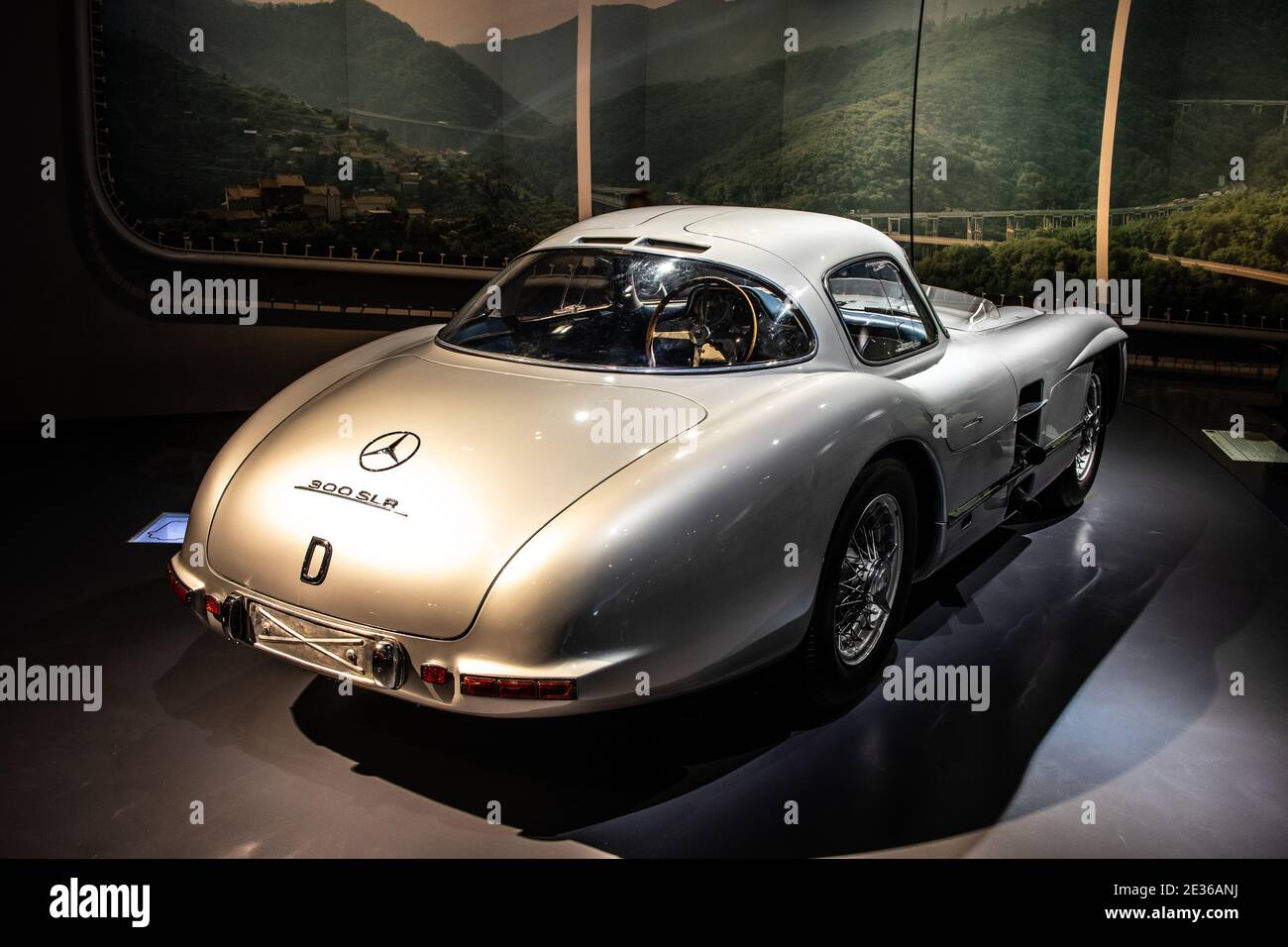 STUTTGART, GERMANY, 2019: 1955 Mercedes-Benz 300 SLR Gullwinged coupe in the Mercedes-Benz ...