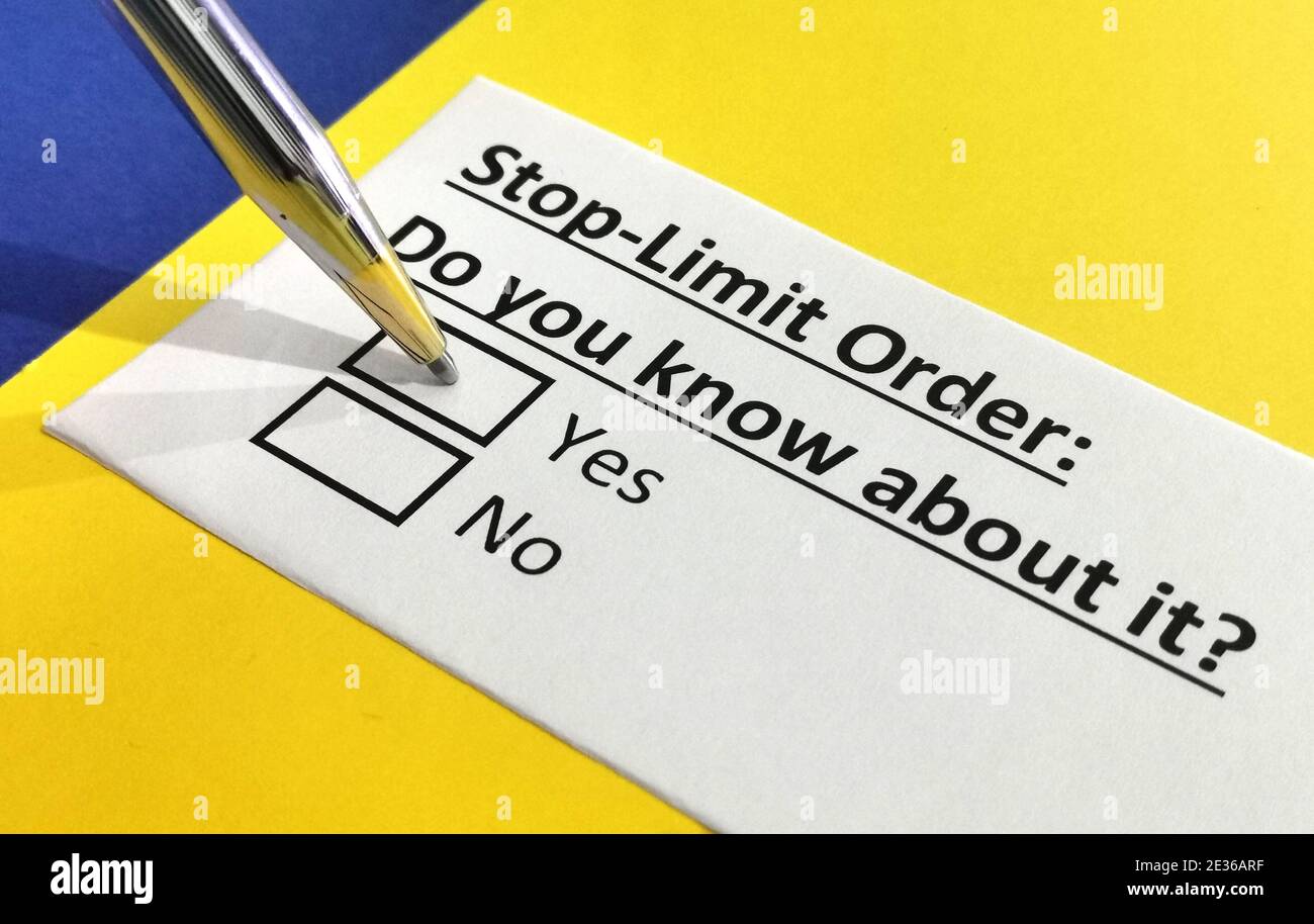 One person is answering question about stop limit order Stock Photo - Alamy