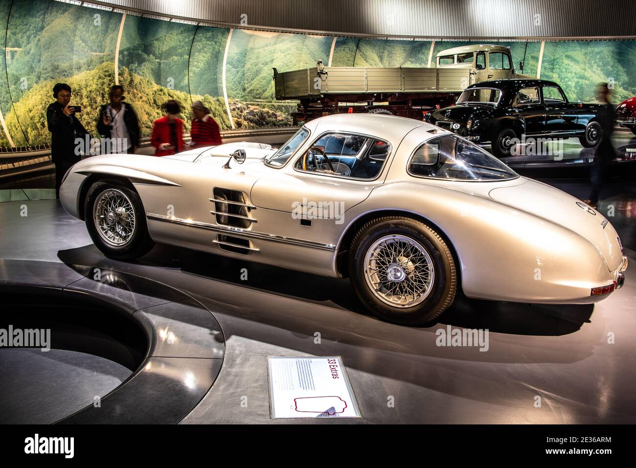 STUTTGART, GERMANY, 2019: 1955 Mercedes-Benz 300 SLR Gullwinged coupe in the Mercedes-Benz ...