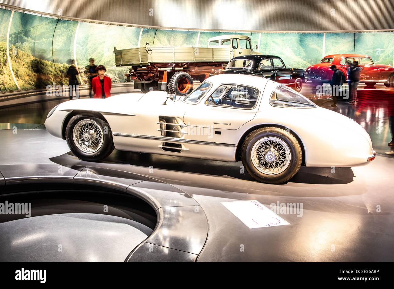 STUTTGART, GERMANY, 2019: 1955 Mercedes-Benz 300 SLR Gullwinged coupe in the Mercedes-Benz ...