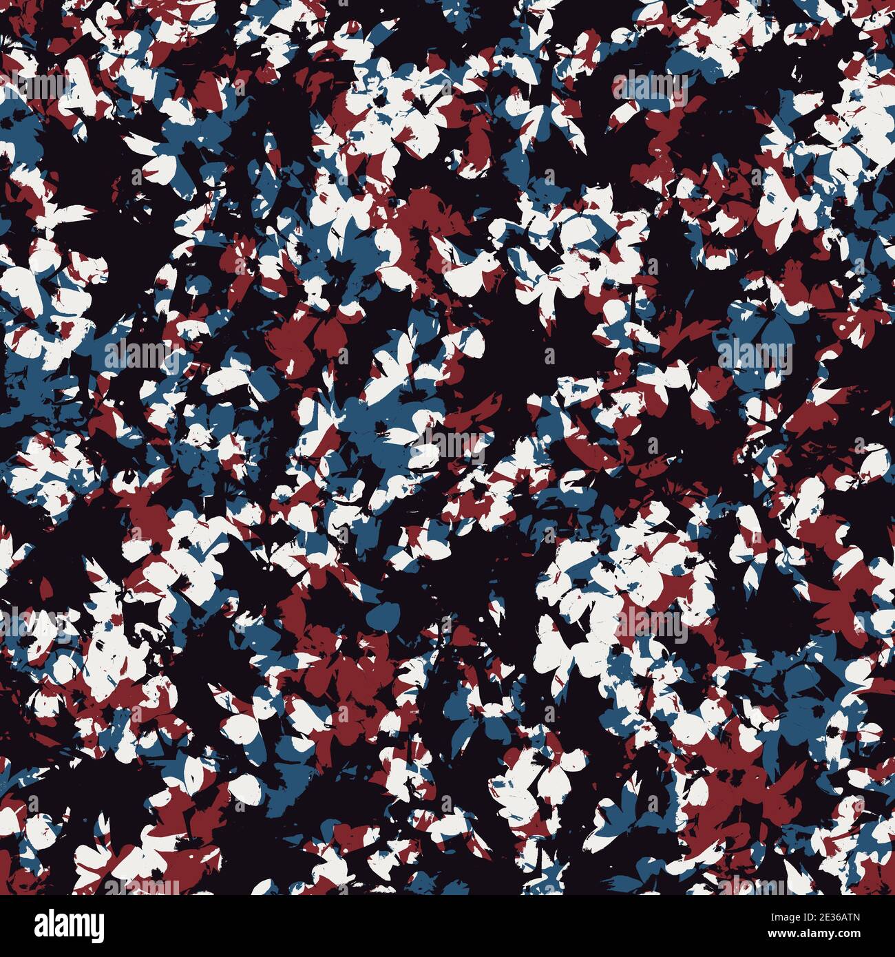 Seamless floral pattern in red blue black white Stock Photo - Alamy