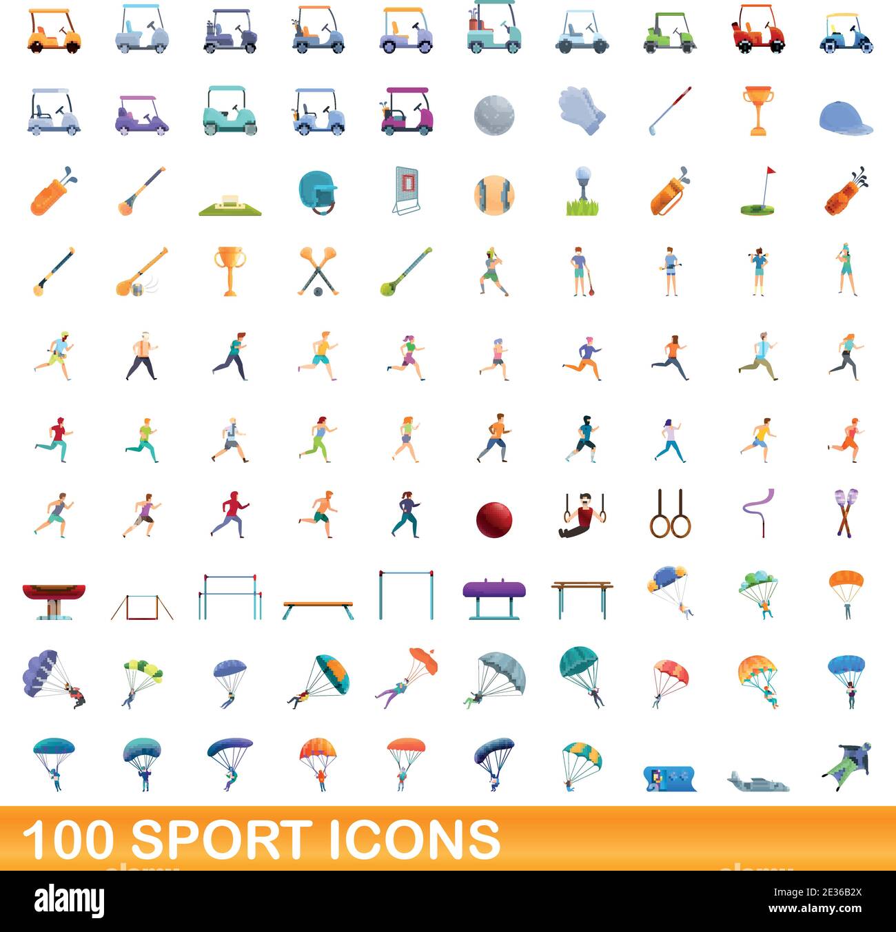 100 sport icons set. Cartoon illustration of 100 sport icons vector set ...