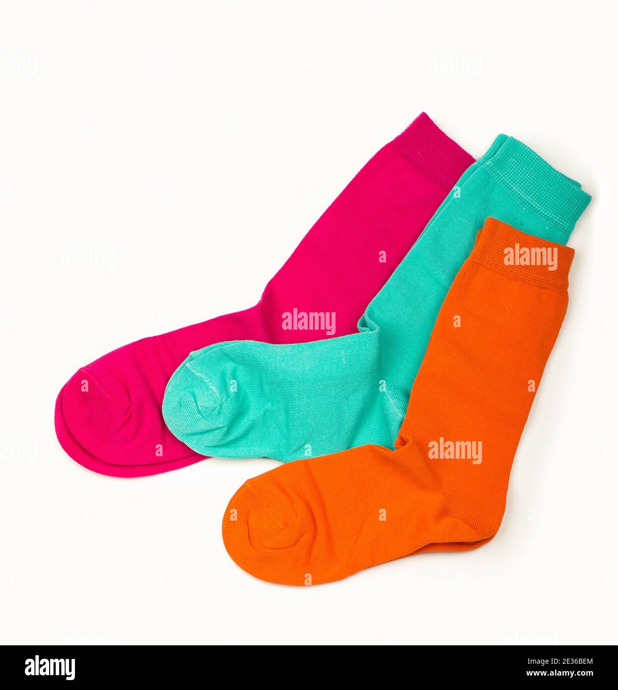 Colorful sock on white background, top view Stock Photo - Alamy