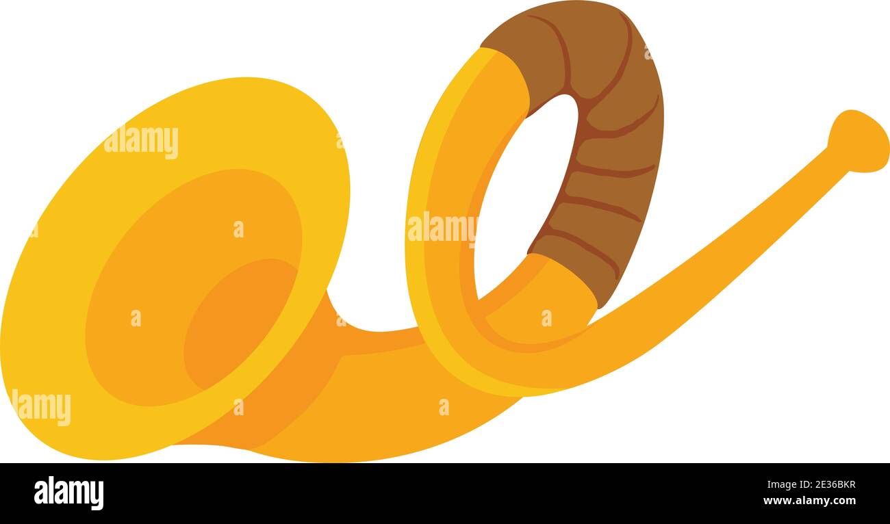 Hunting gold trumpet icon. Isometric of hunting gold trumpet vector ...