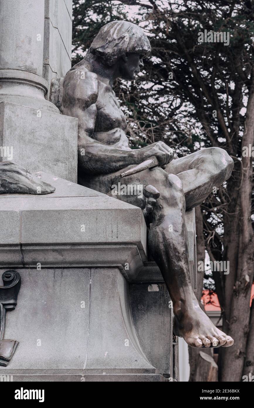PUNTA ARENAS, CHILE - APRIL O3, 2019: Statue of Ferdinand Magellan in ...