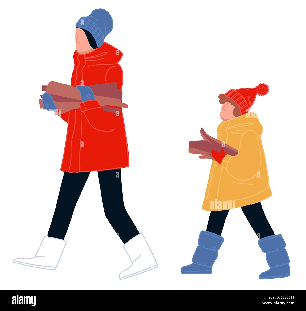 Girl carrying firewood Stock Vector Images - Alamy