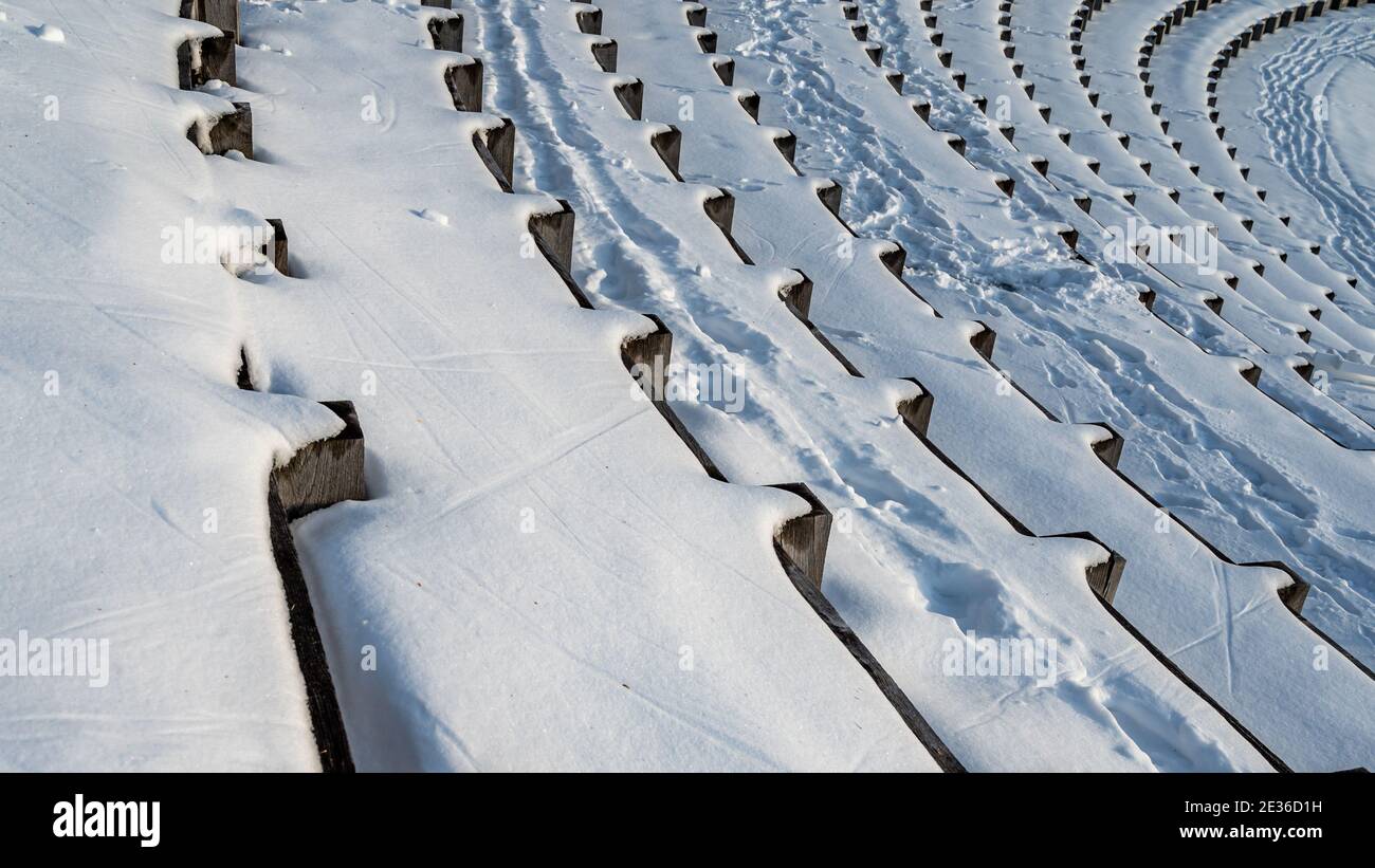 Steps in snow. Winter pattern background. Beauty in nature. Tranquil ...