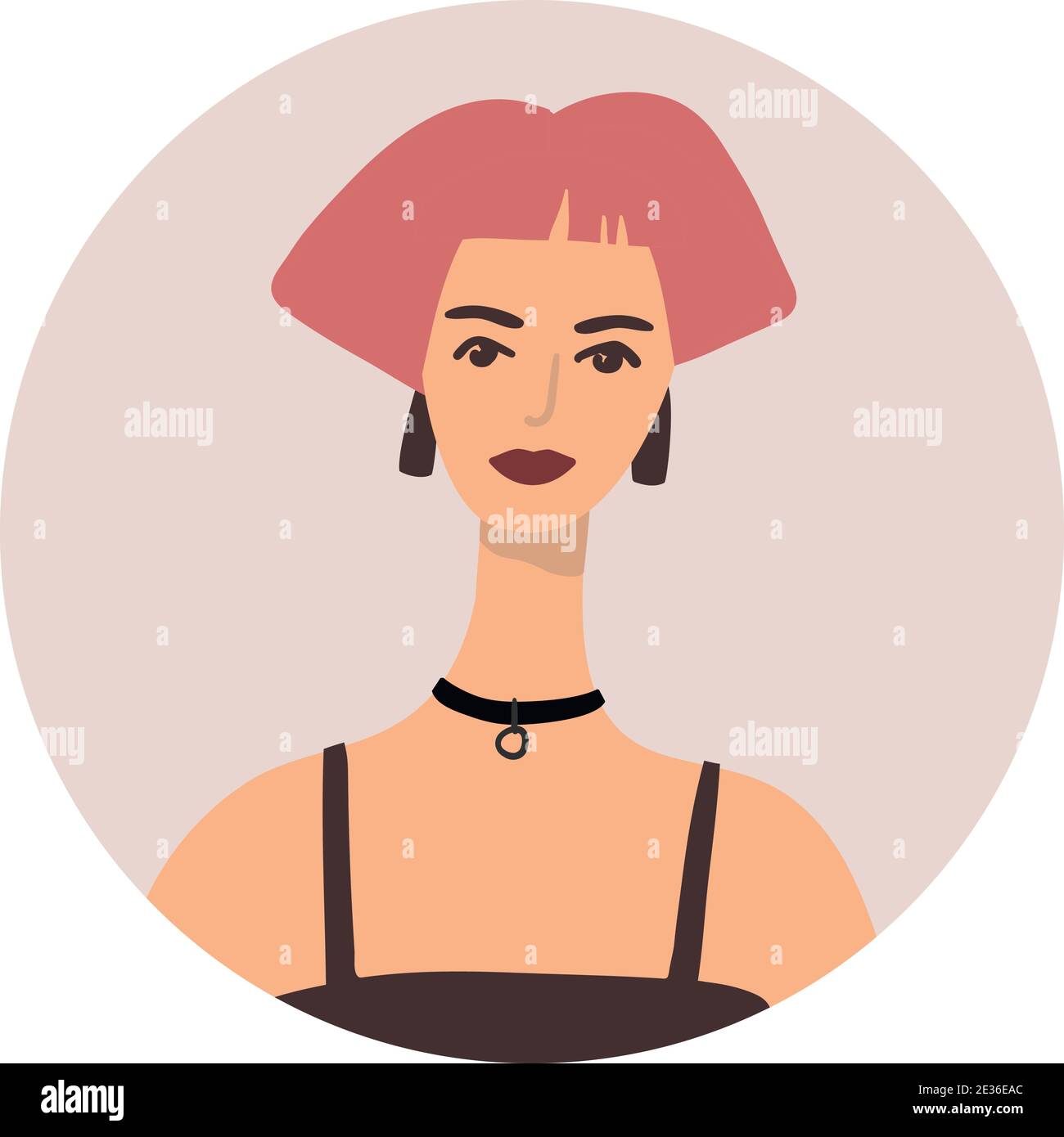 women avatar with pink hair. Flat stock vector illustration. Women ...
