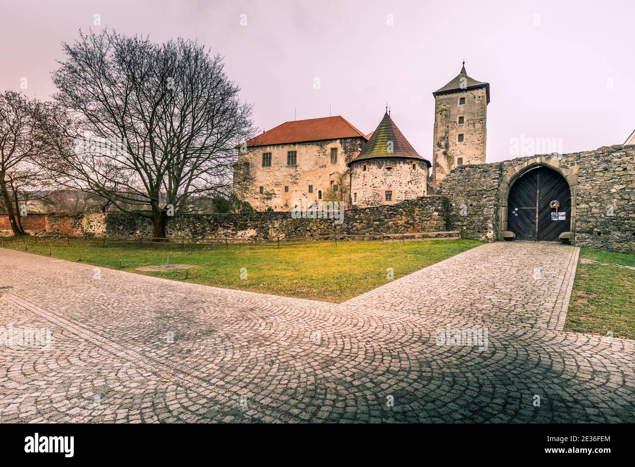 Massive and well fortified medieval Water Castle of Svihov is situated ...