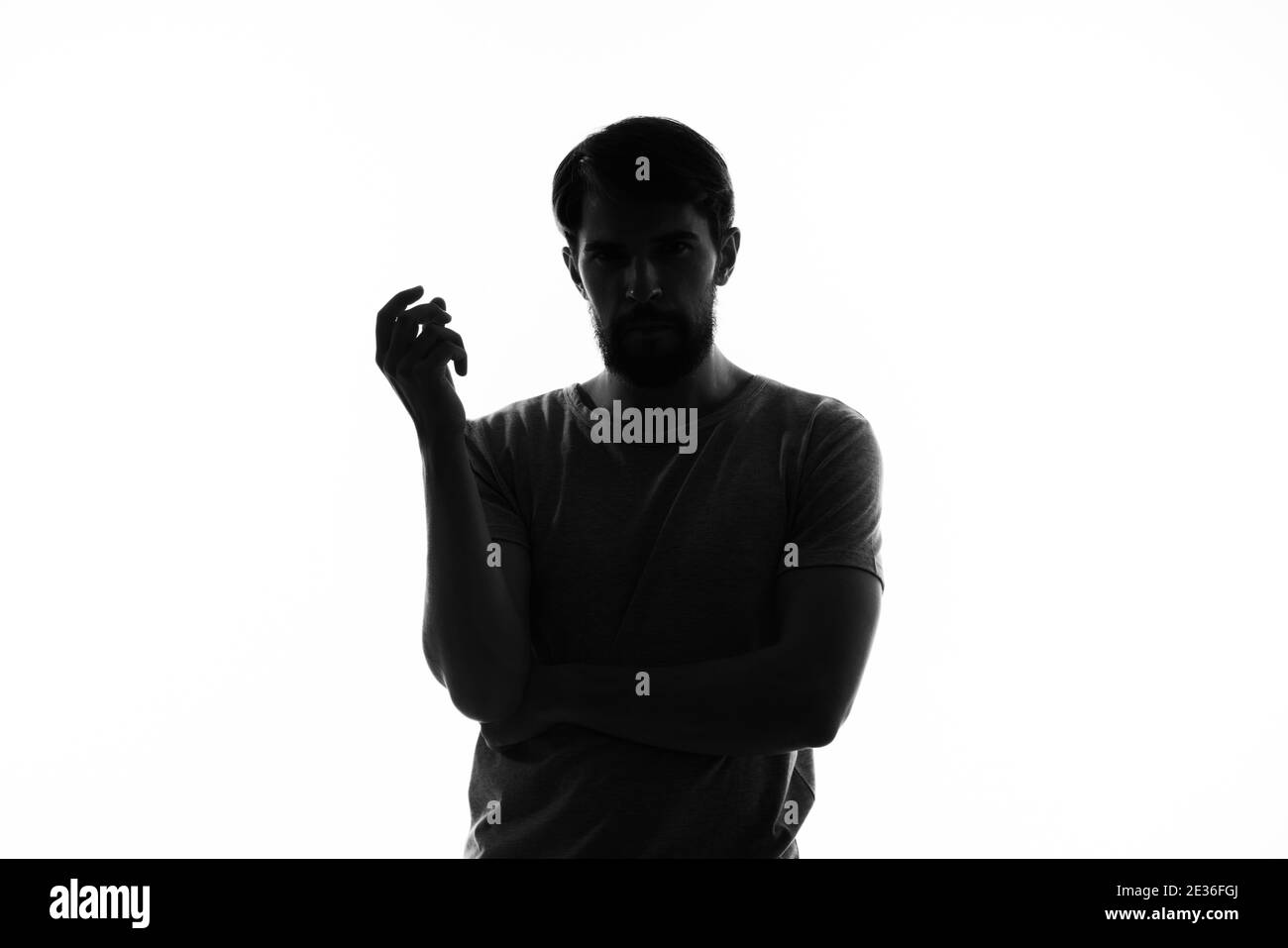 silhouette man portrait closeup cropped view white background Stock ...