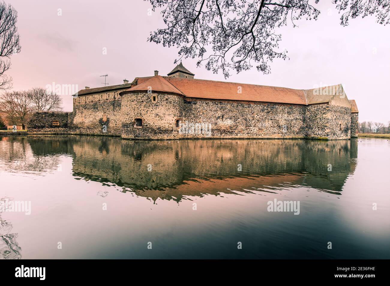 Massive and well fortified medieval Water Castle of Svihov is situated ...