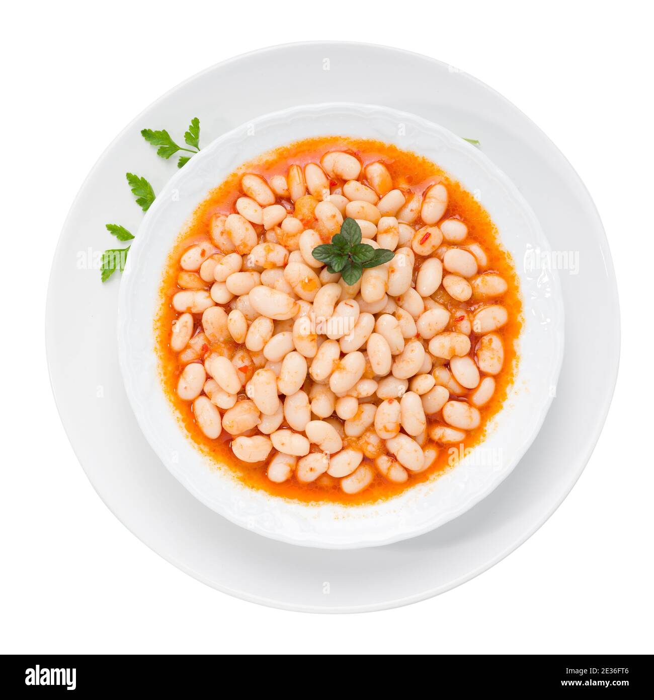 Traditional Turkish haricot bean. Baked Beans on the table with ...