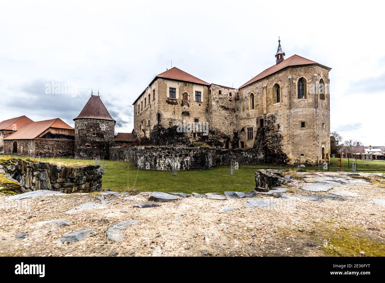 Massive and well fortified medieval Water Castle of Svihov is situated ...