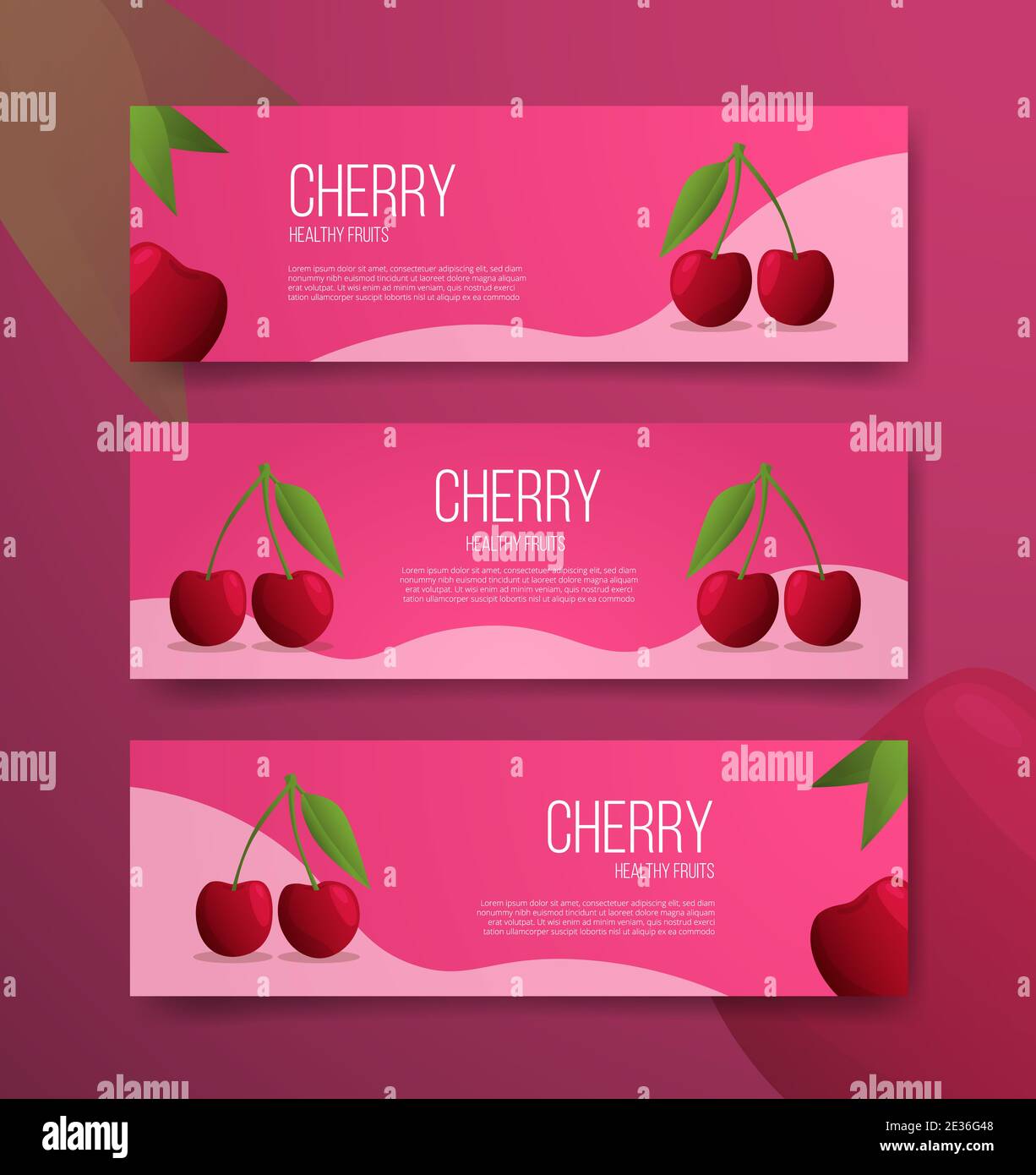 fresh red cherry for template banner horizontal 3 variation option ...