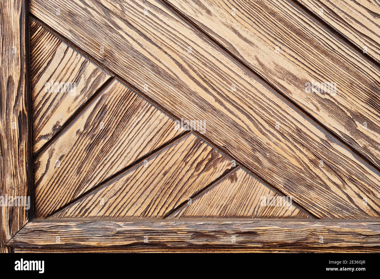 Abstract background of textured brown wooden door. Loft design of ...