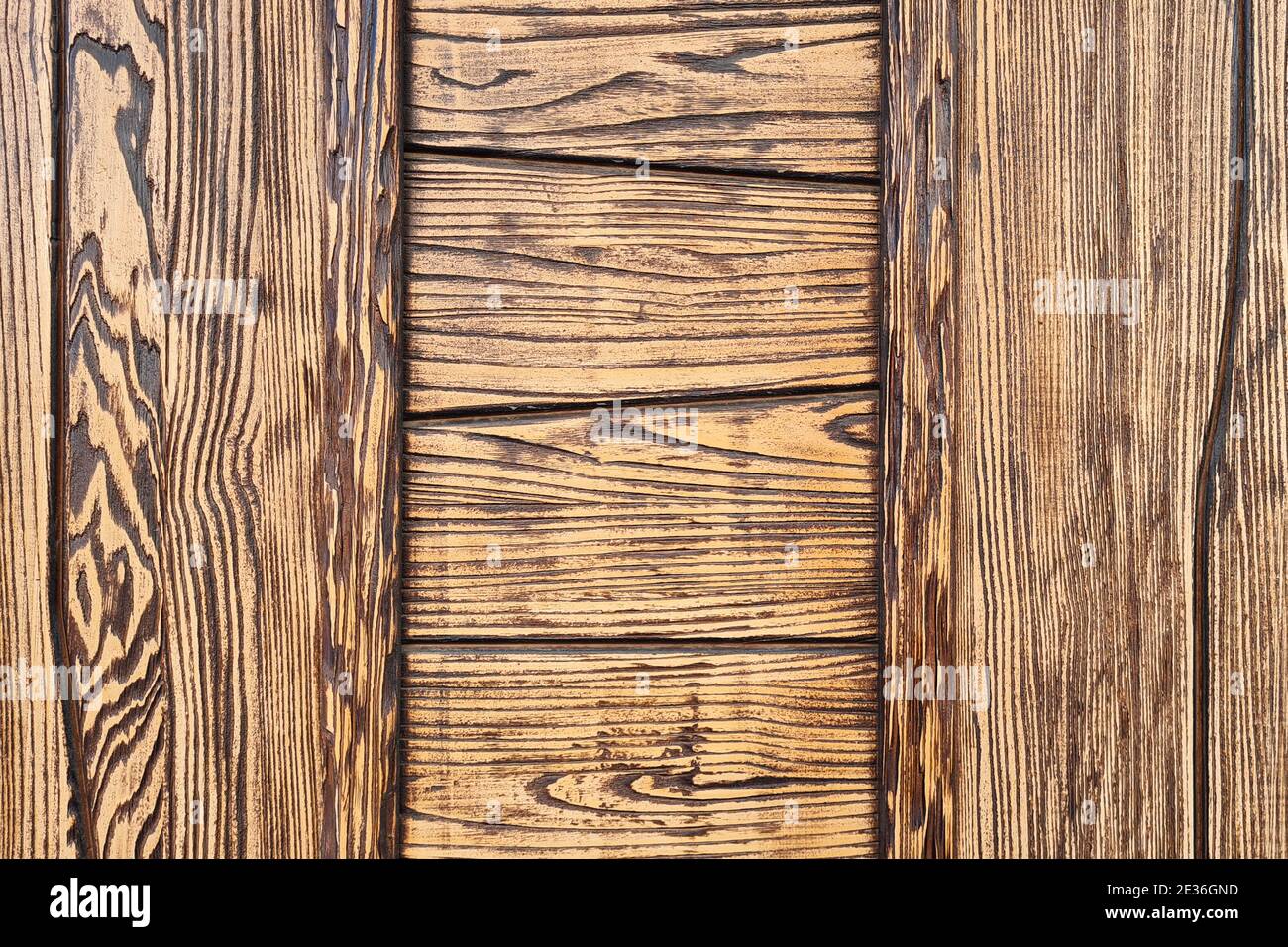 Abstract background of textured brown wooden door. Loft design of ...