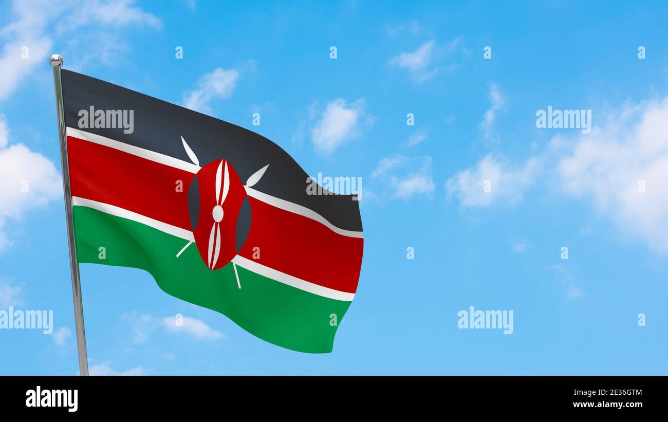 Kenya flag on flag pole hi-res stock photography and images - Alamy