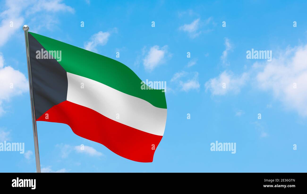 Kuwait flag on flag pole hi-res stock photography and images - Alamy