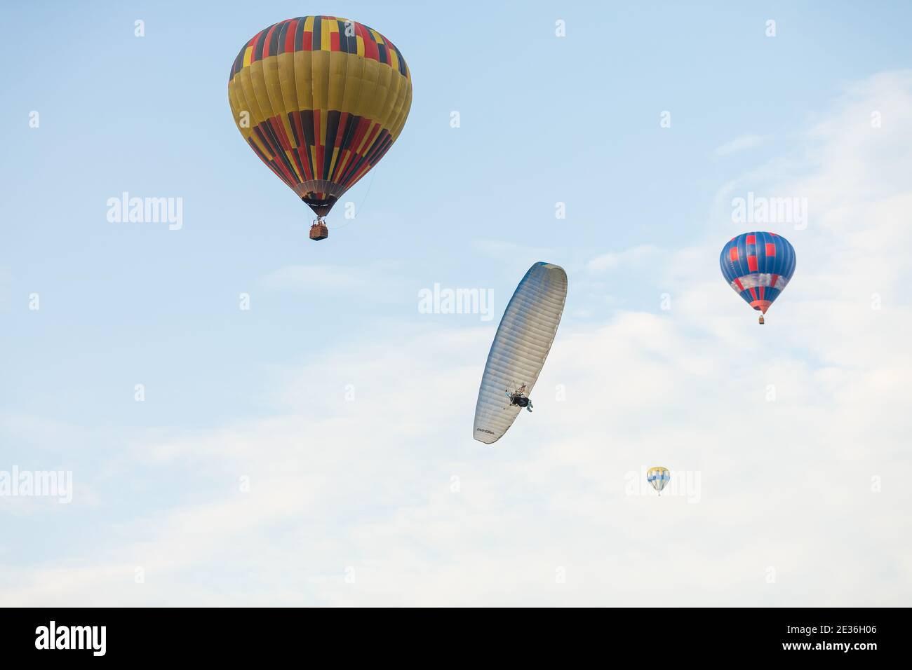 Colorful Hot Air Balloons in Flight Stock Photo - Alamy