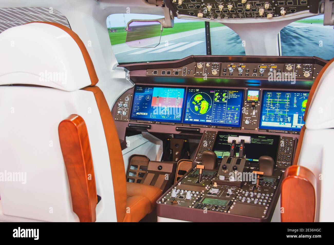 Cockpit of a passenger airliner for simulation and training of future ...