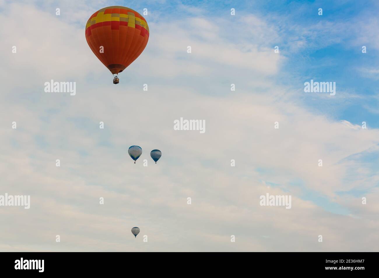 hot air balloon over blue sky. Composition of nature and blue sky ...