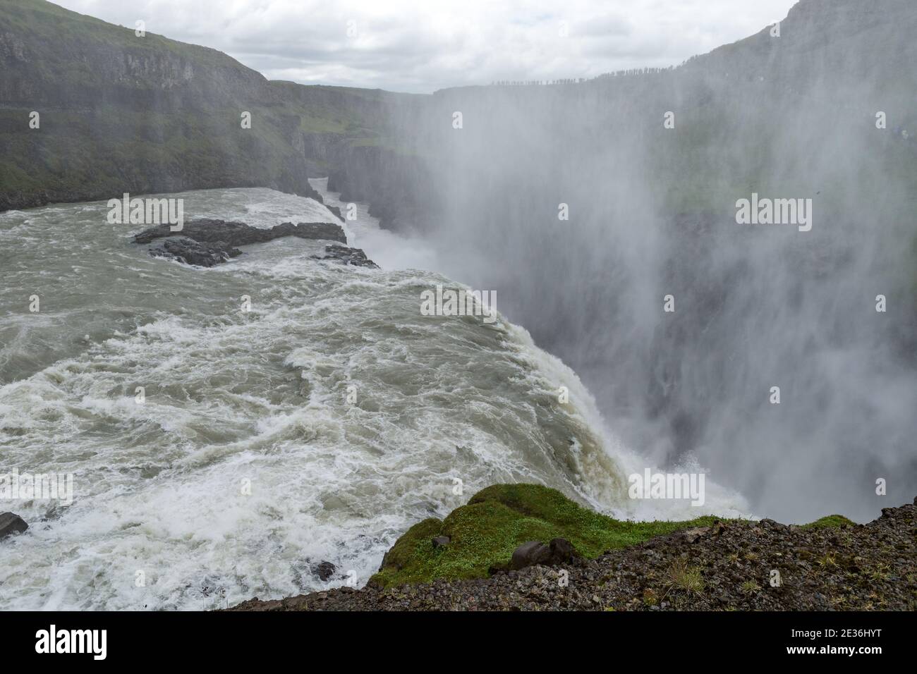 Gullfoss Waterfall, canyon of the Hvíta river , aka Golden waterfall ...