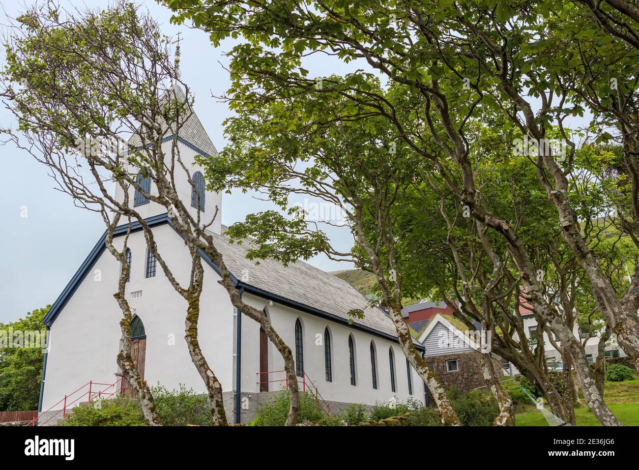 Church, Kvivik village, Streymoy island, Faroe Islands Stock Photo - Alamy