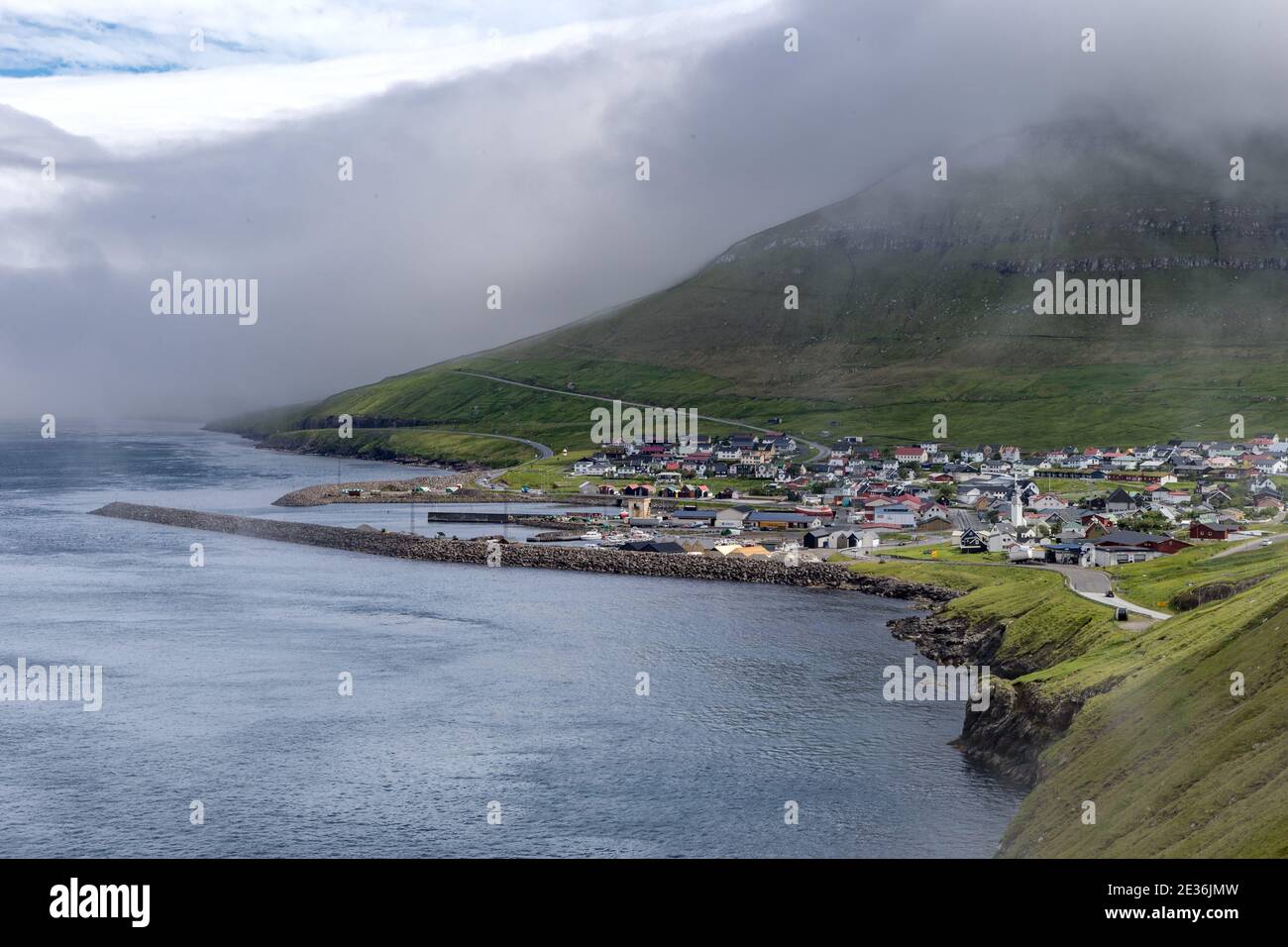 Clouds and village, Leirvik, Eysturoy island, Faroe Islands Stock Photo ...