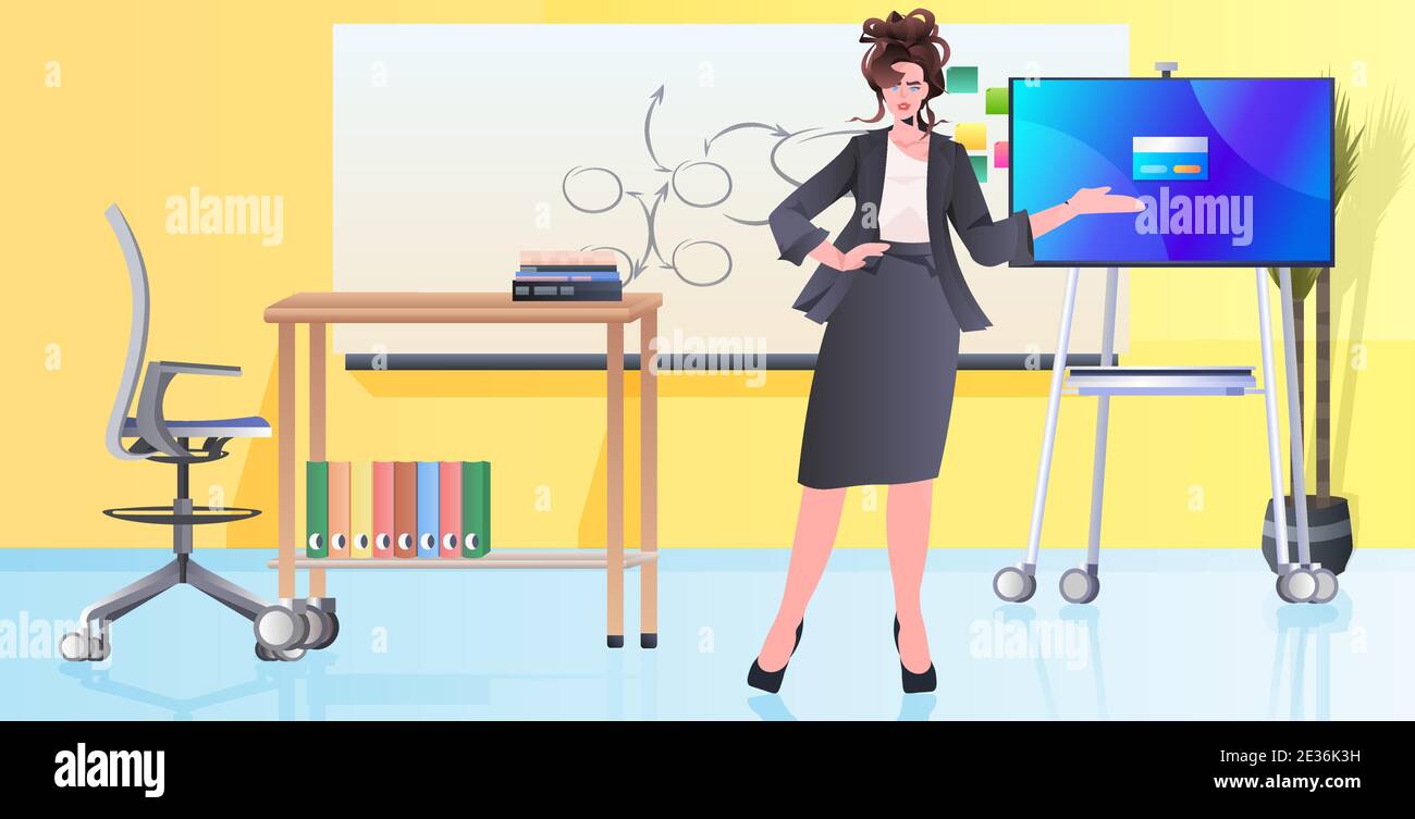 businesswoman making presentation on computer monitor business woman ...