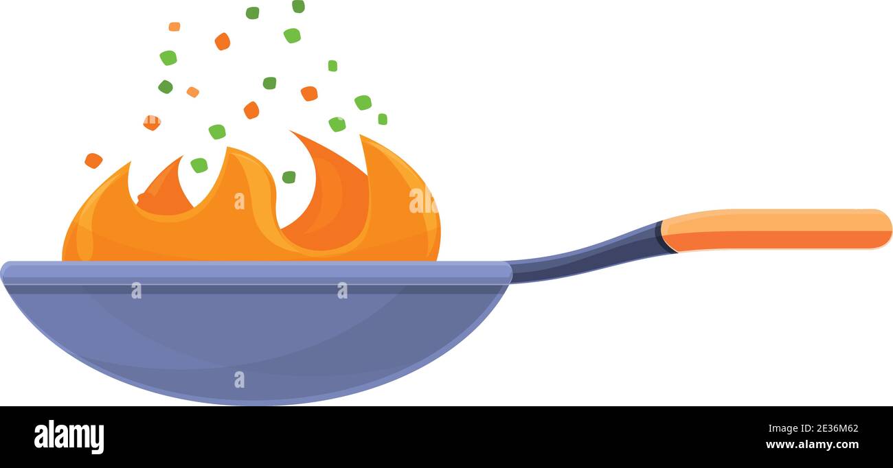 Fire wok pan icon. Cartoon of fire wok pan vector icon for web design ...