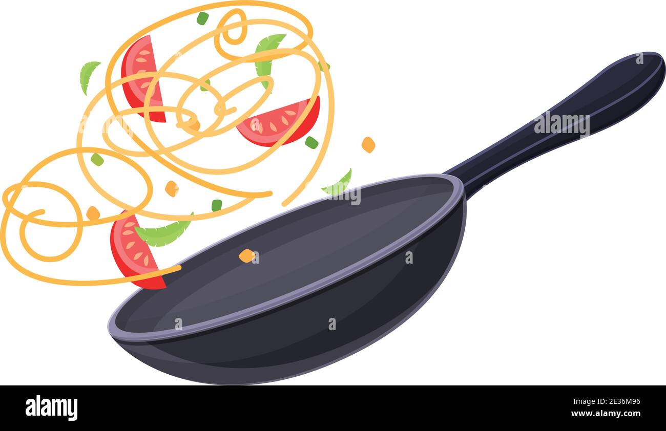 Wok cooking pan icon. Cartoon of wok cooking pan vector icon for web ...