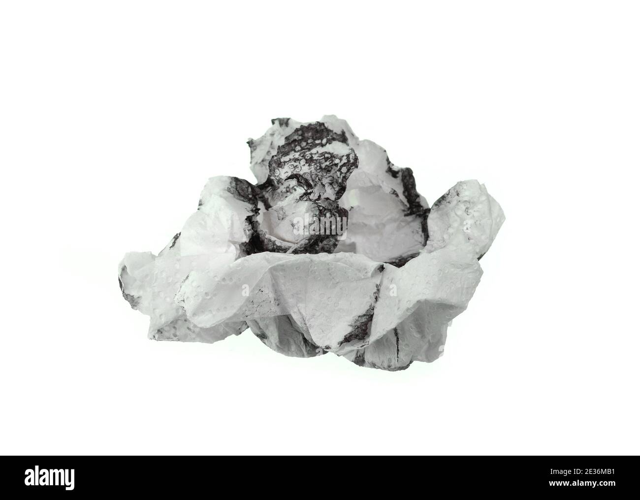 Used screwed paper tissue isolated on white background. Crumpled tissue ...