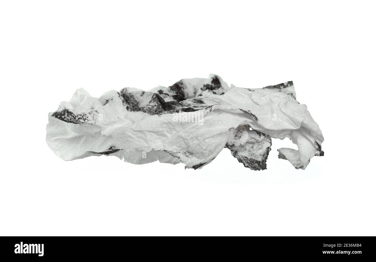 Used screwed paper tissue isolated on white background. Crumpled tissue ...