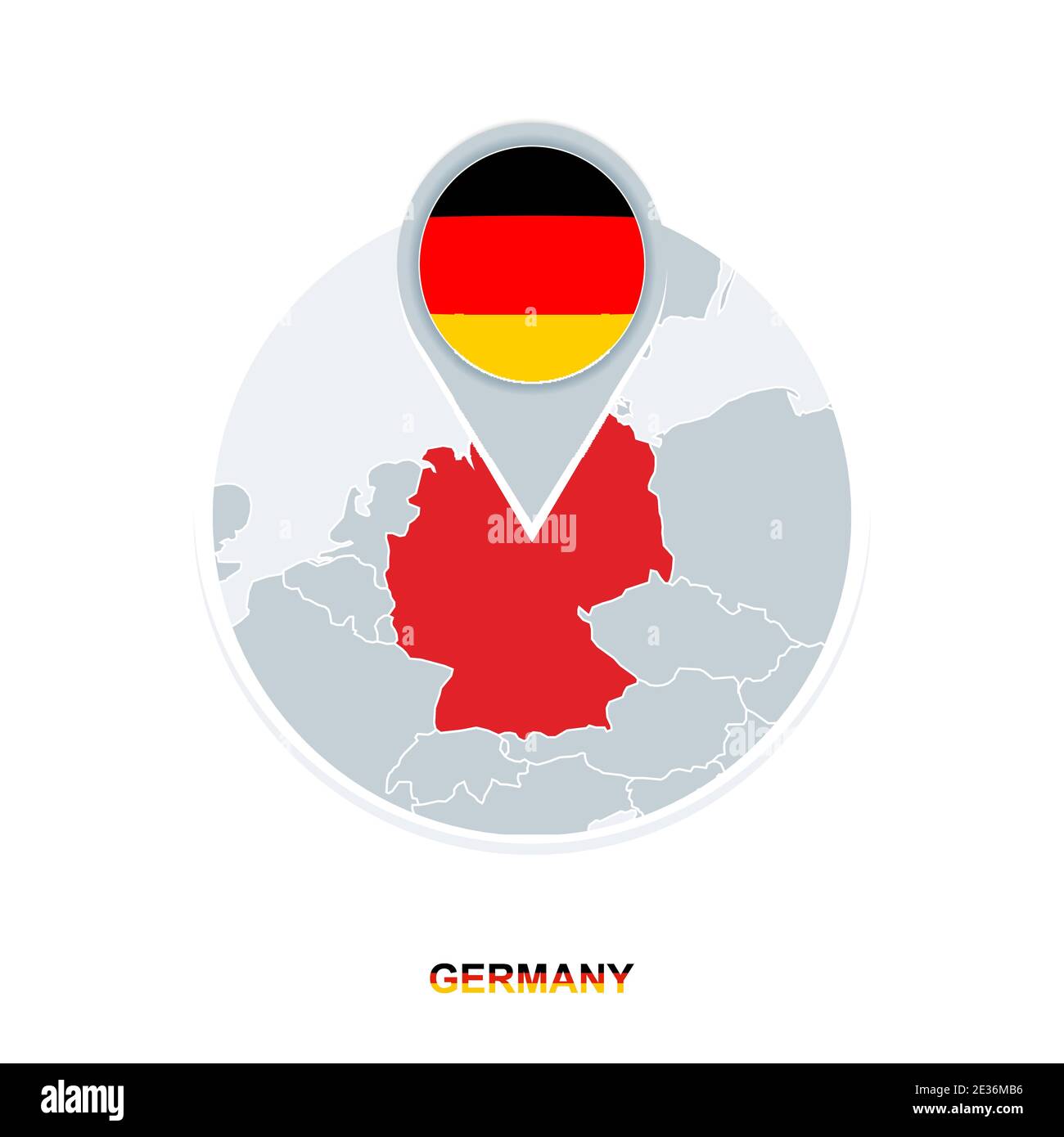 Germany map and flag, vector map icon with highlighted Germany Stock ...