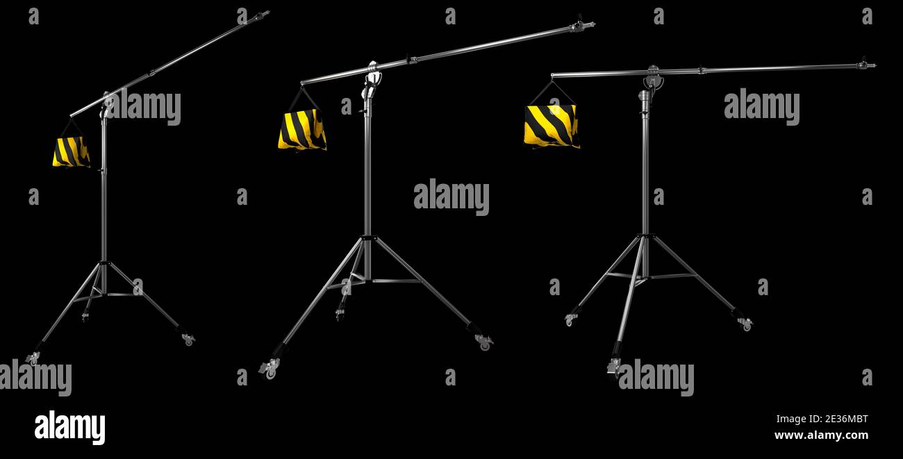 Photo studio boom with lightstand isolated on black background Stock ...