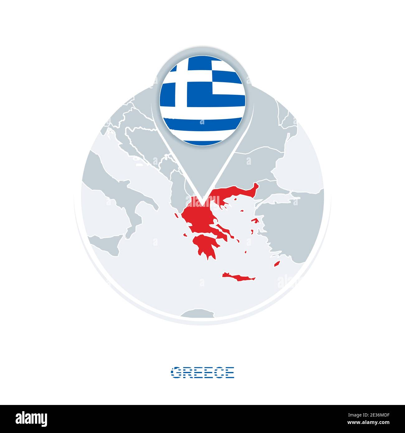 Greece map and flag, vector map icon with highlighted Greece Stock ...
