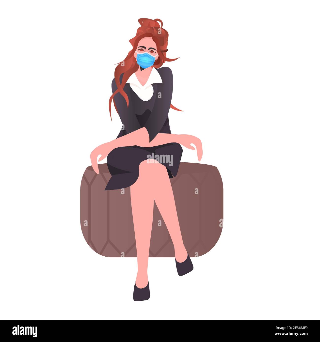 businesswoman wearing protective mask to prevent coronavirus pandemic ...