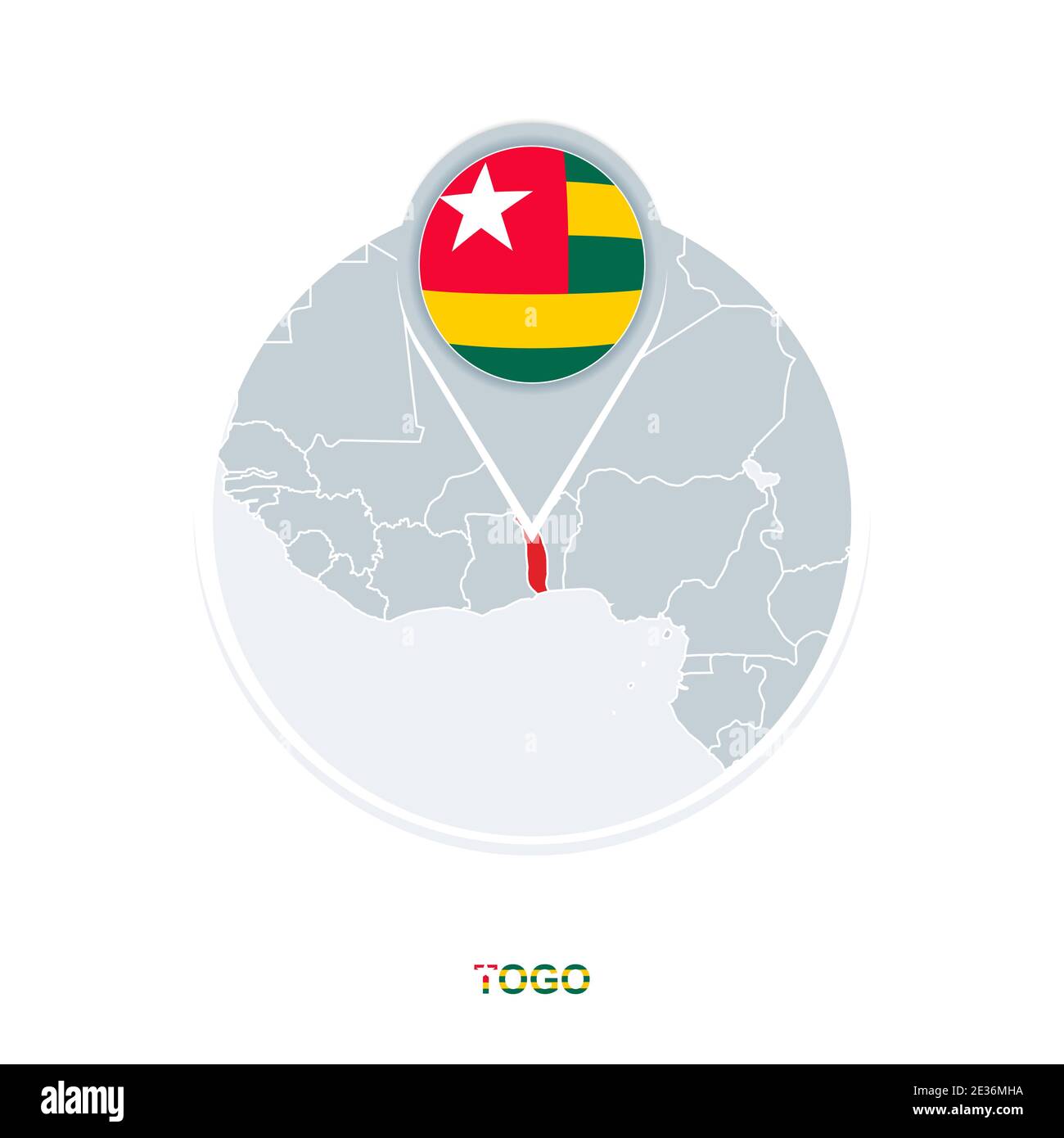 Togo map and flag, vector map icon with highlighted Togo Stock Vector ...