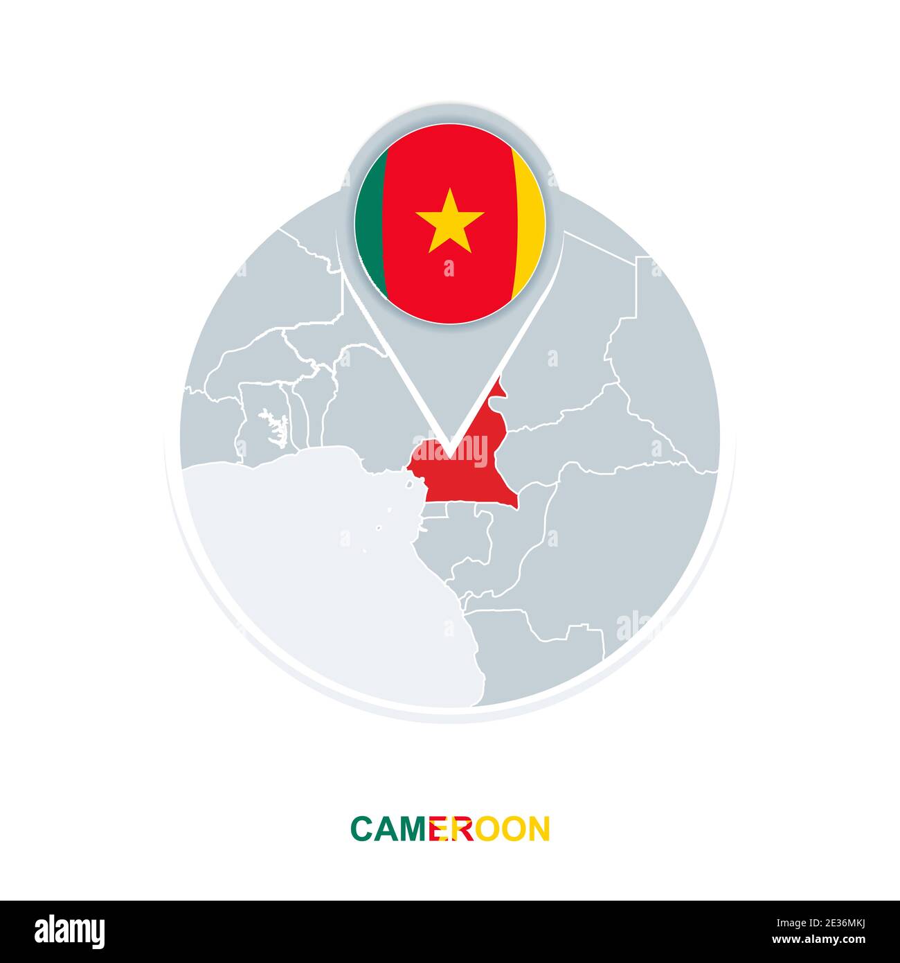 Cameroon map and flag, vector map icon with highlighted Cameroon Stock Vector Image & Art - Alamy