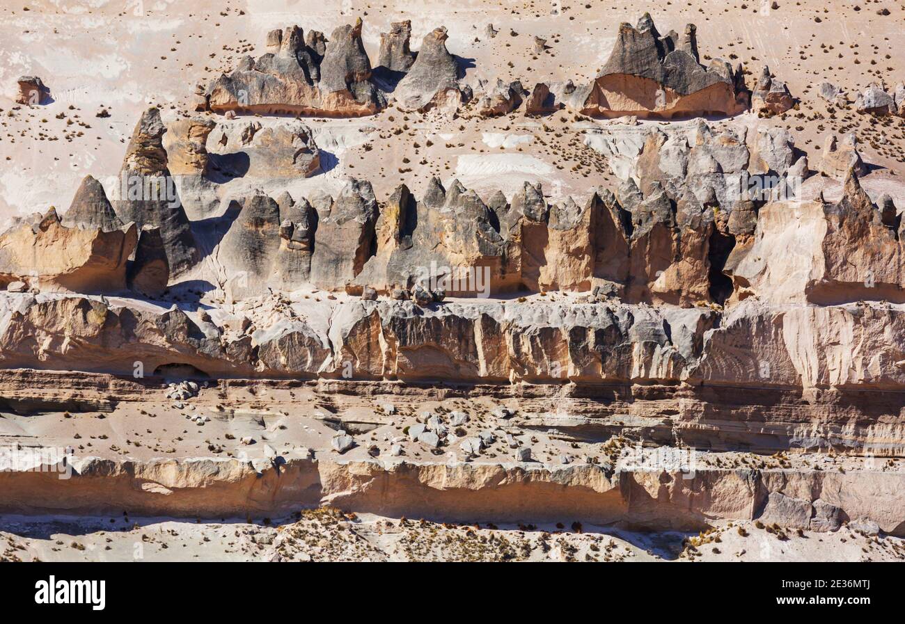 Unusual rock formations in Patagonia mountains, Argentina Stock Photo ...