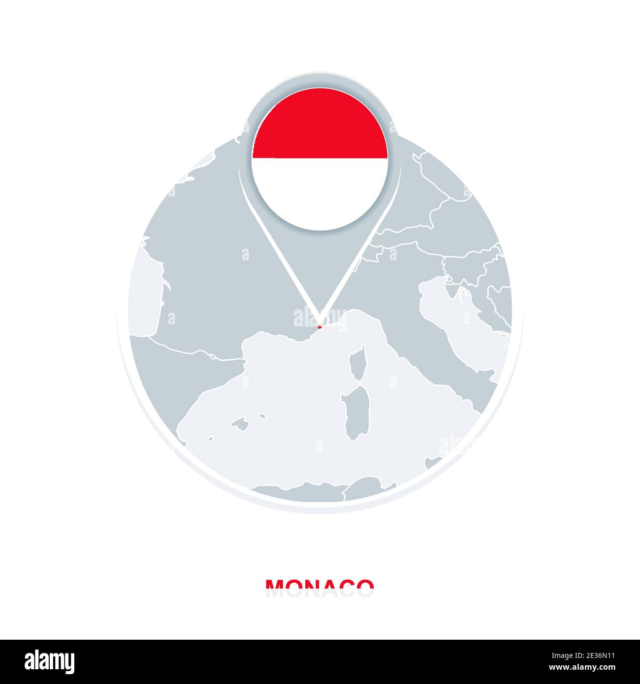 Monaco map and flag, vector map icon with highlighted Monaco Stock ...