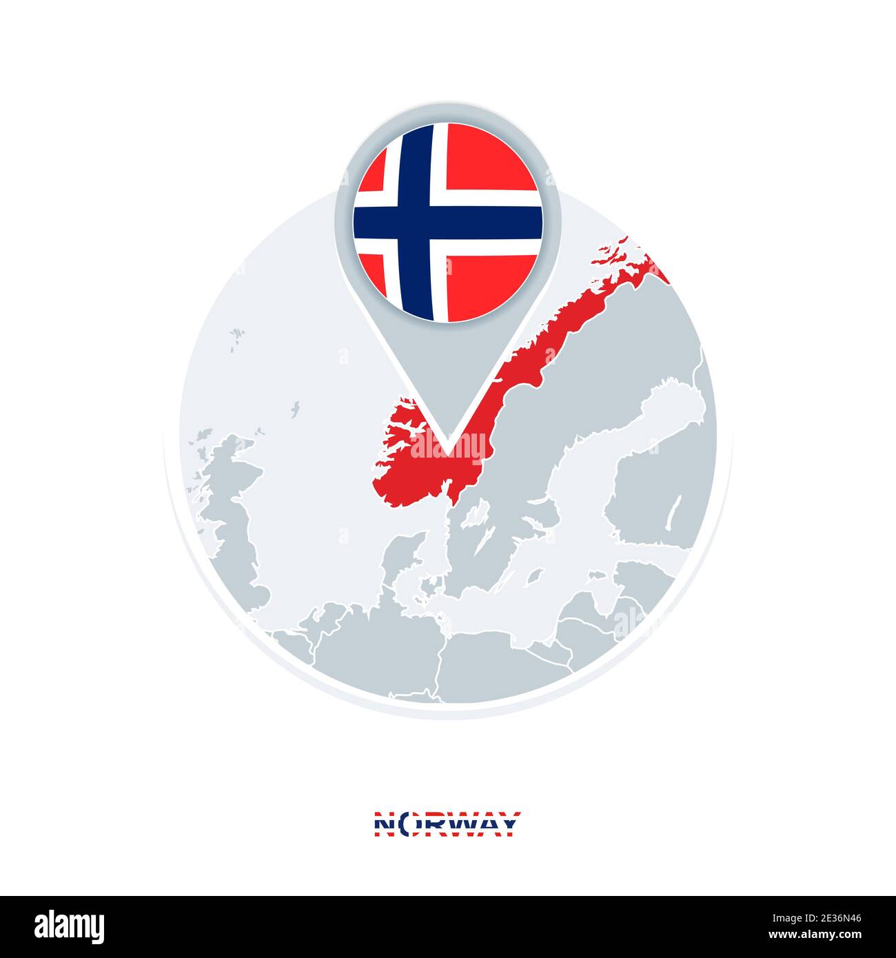 Norway map and flag, vector map icon with highlighted Norway Stock ...