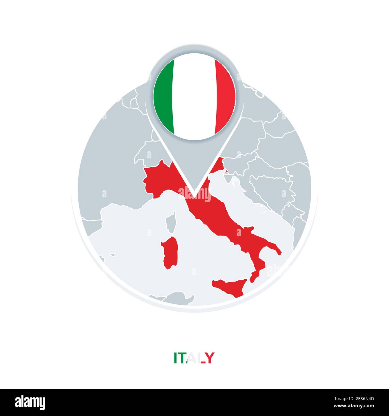 Italy map and flag, vector map icon with highlighted Italy Stock Vector ...