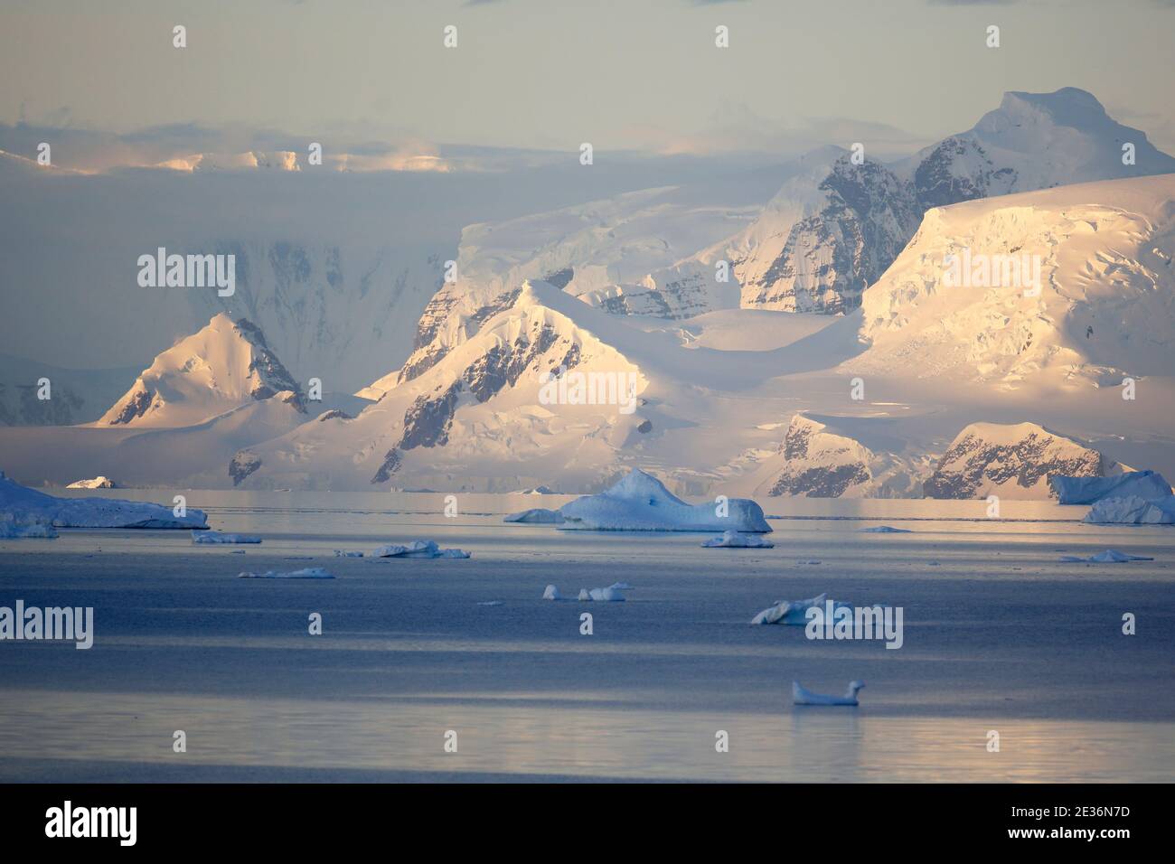 View of Anvers Island, Midnight Sun, Danco Coast, Graham Land ...