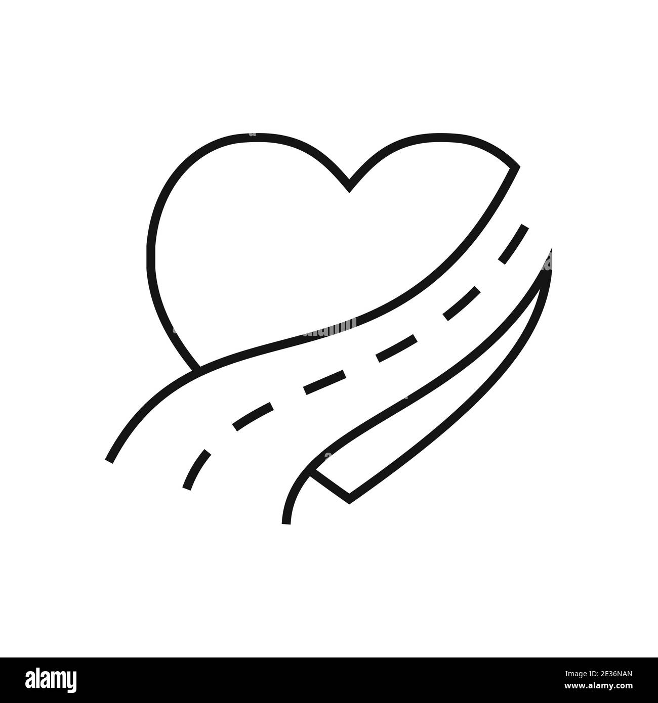 Heart icon with road icon. Vector illustration. Abstract conceptual ...